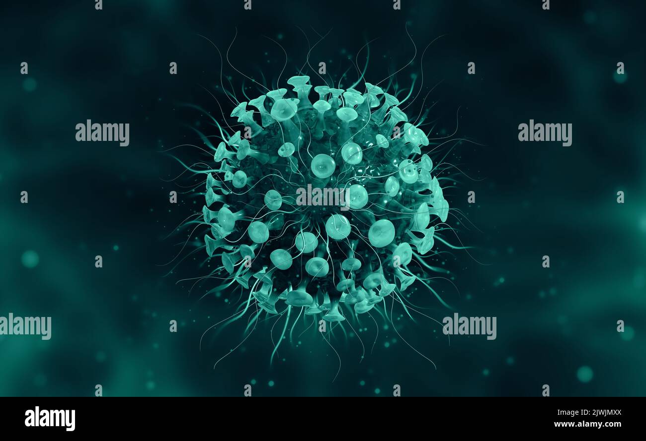 Viral mutations. Research of viral genome. Germ, virus, microbe ...
