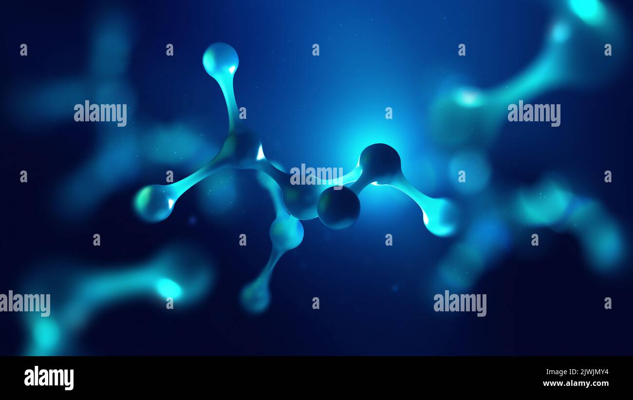 Molecule 3D illustration. Medical developments. Crystal lattice under a ...