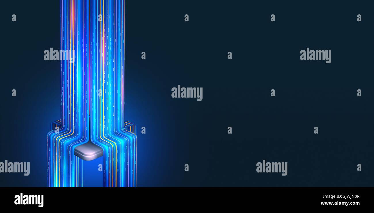 Quantum processor innovative concept of computing machines. 3D ...