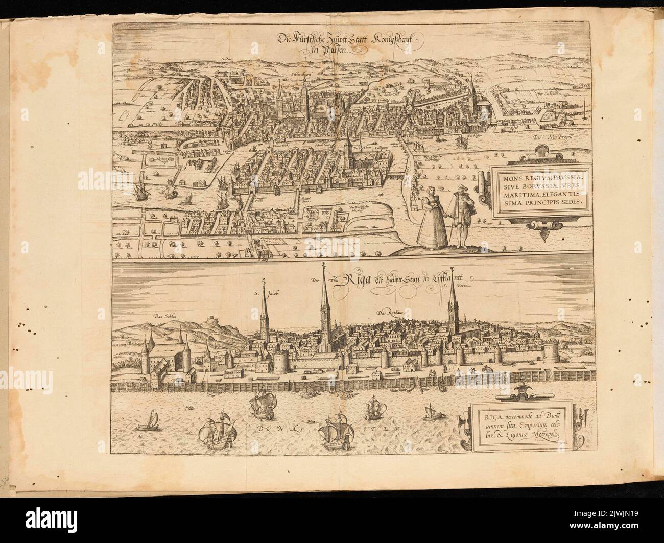 View of Królewiec, view of Riga: text in Latin. unknown, graphic artist ...