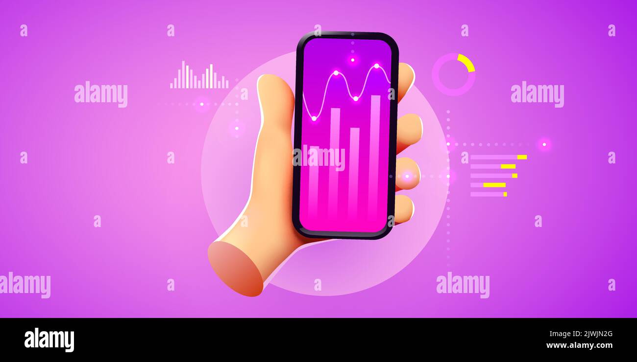 Mobile technology concept. Market trend graphs analysis on smartphone ...