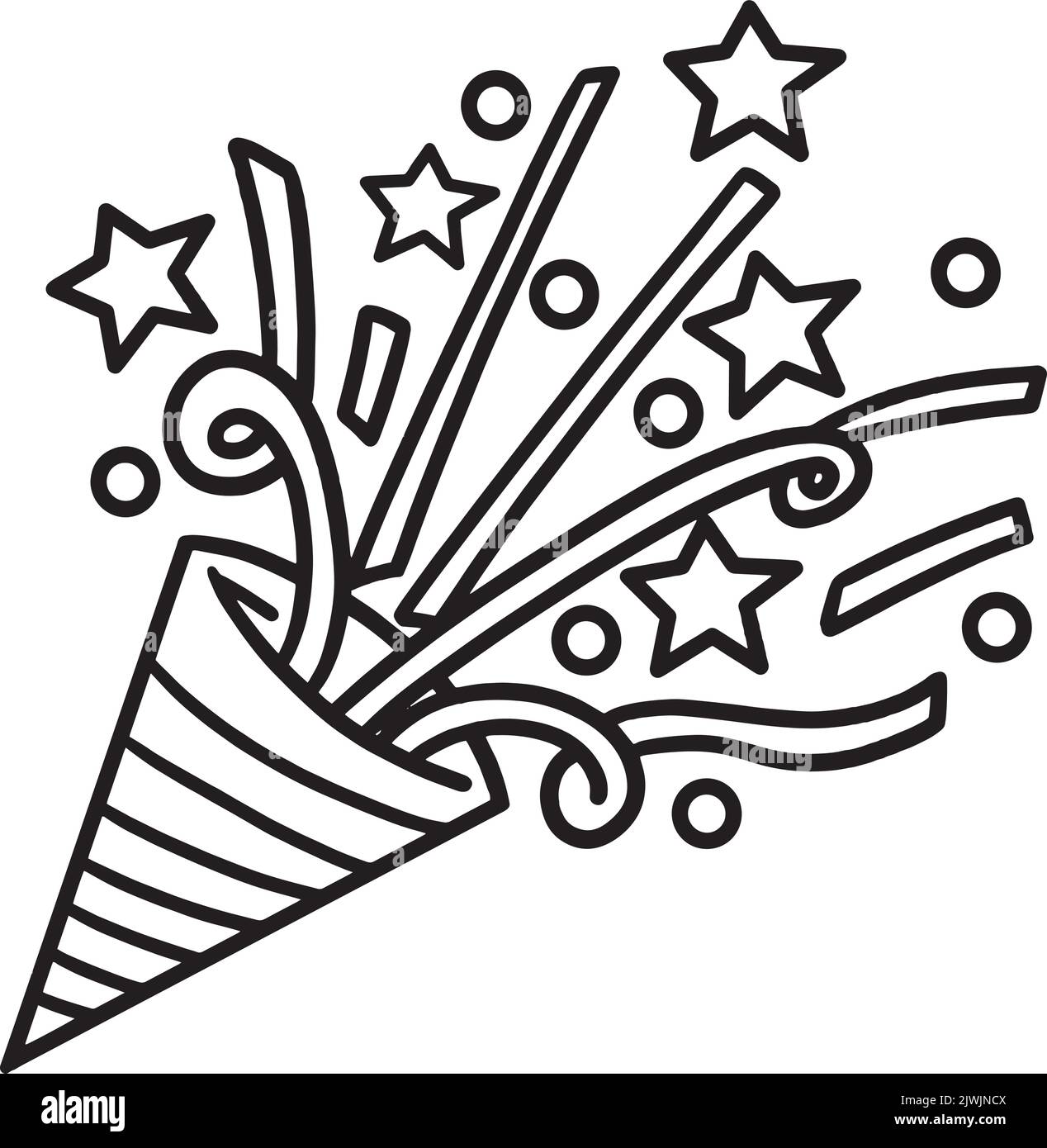 New Year Confetti Isolated Coloring Page for Kids Stock Vector Image ...