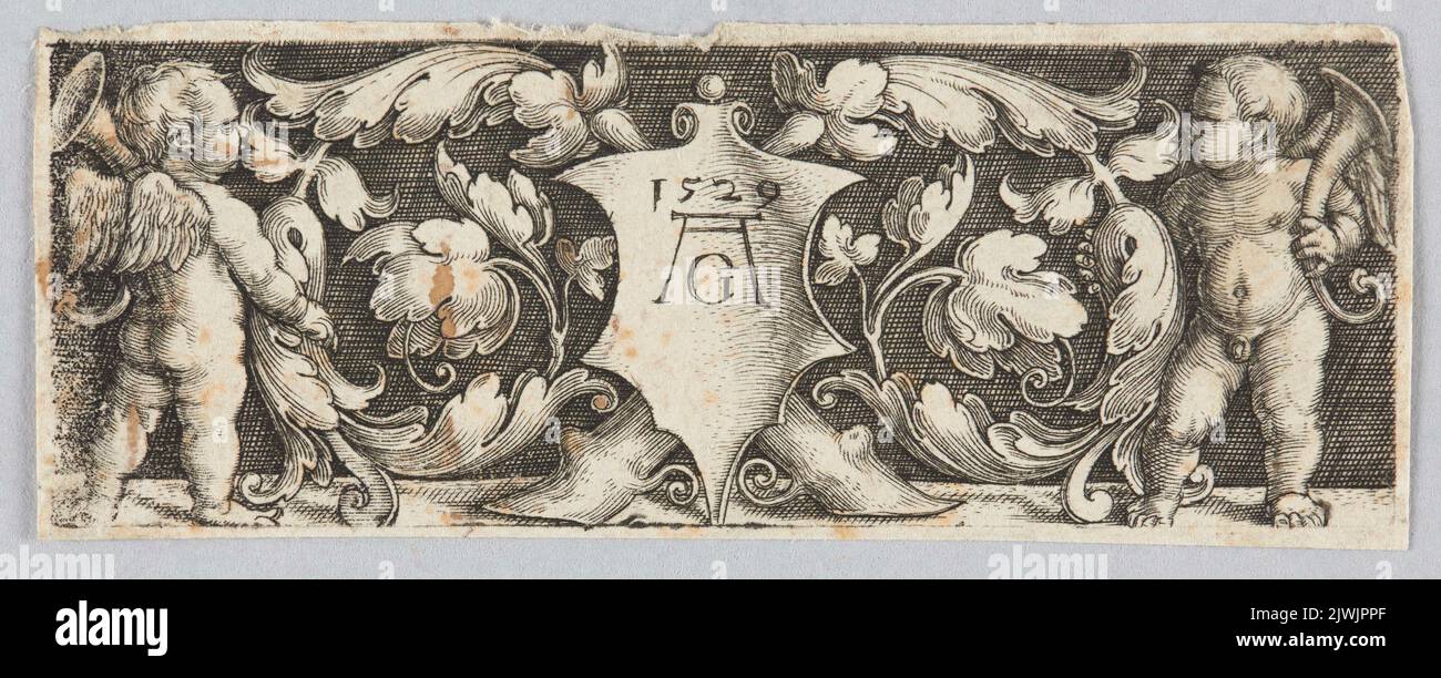 Vignette with Two Geniuses and Cartouche. Aldegrever, Heinrich (1502 ...