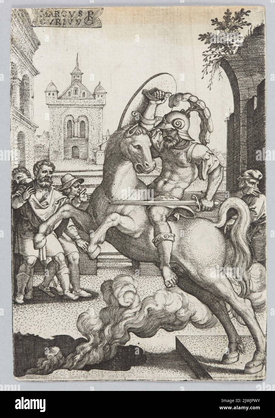 Marcus Curtius. Pencz, Georg (ca 1500-1550), graphic artist Stock Photo ...