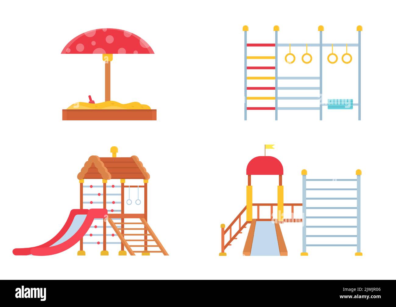 Playground equipment for kids entertainment, slide and ladder. Vector ...