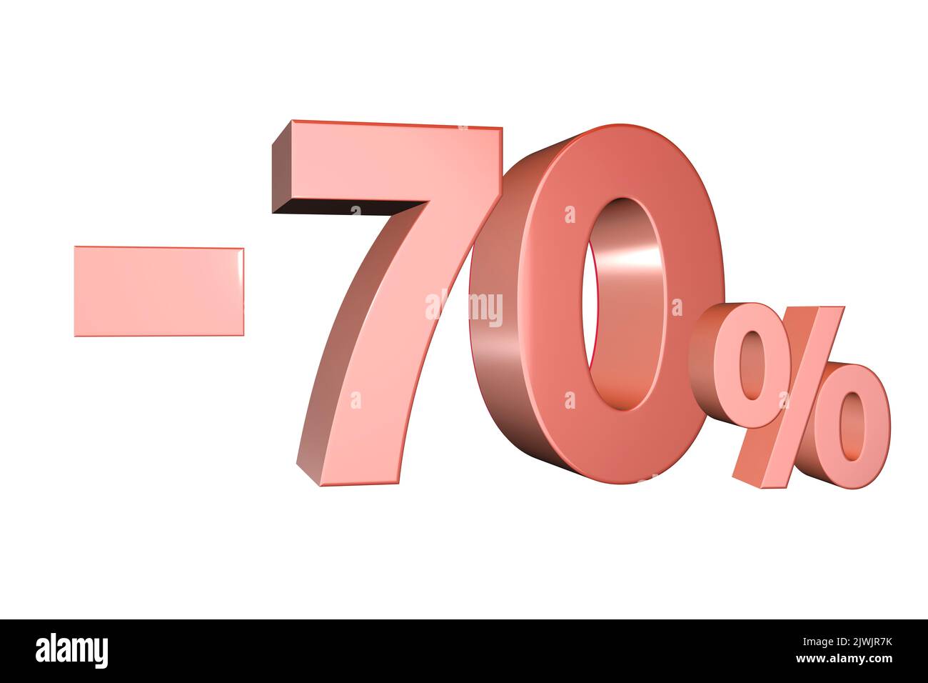 3D rendered discount banner marketing sign showing minus - 70% percent ...
