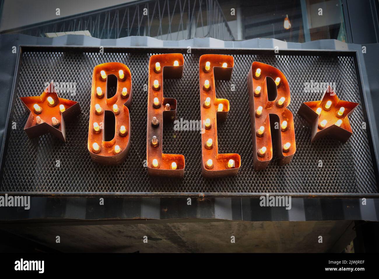 Neon brewery sign lights hi-res stock photography and images - Alamy