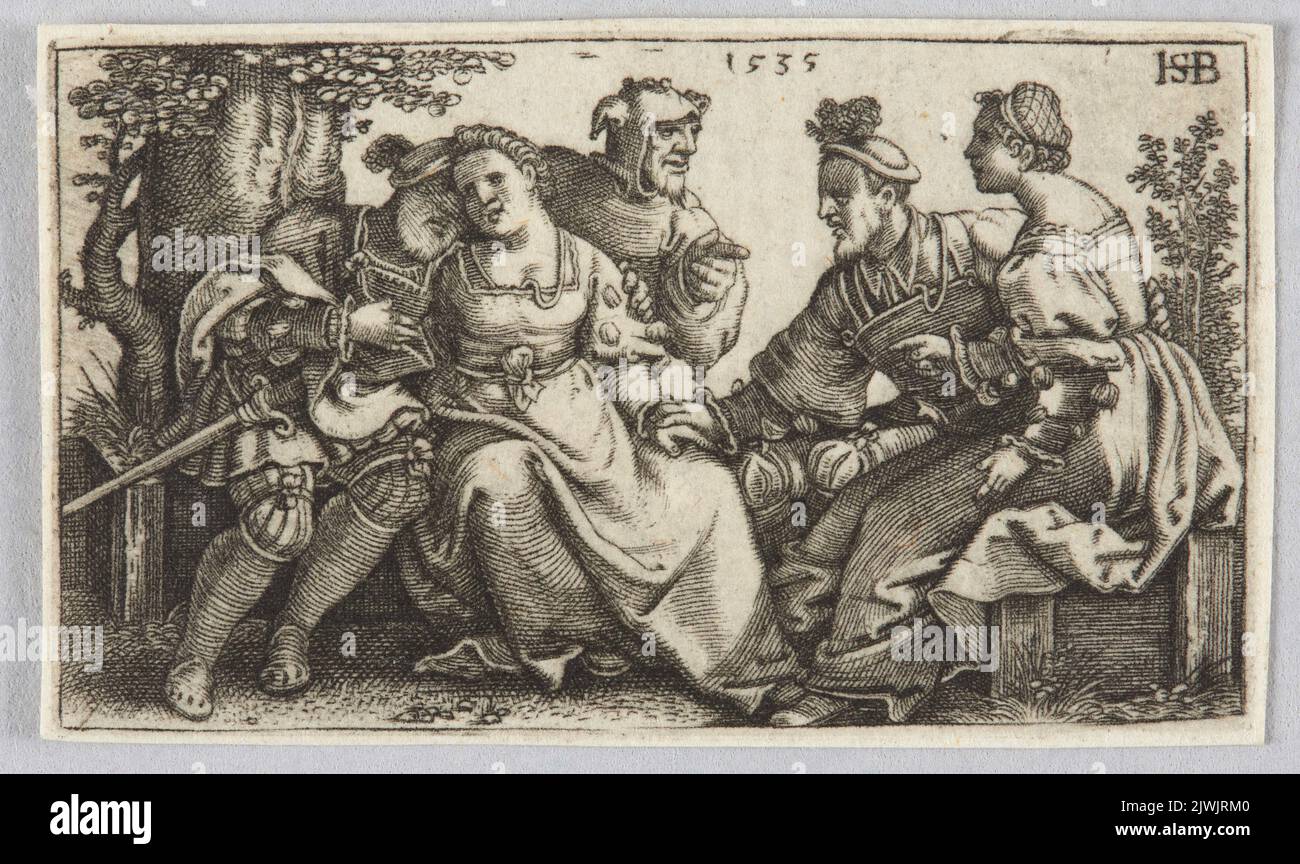 Jester and Two Couples in Love. Beham, Sebald (1500-1550 Stock Photo ...