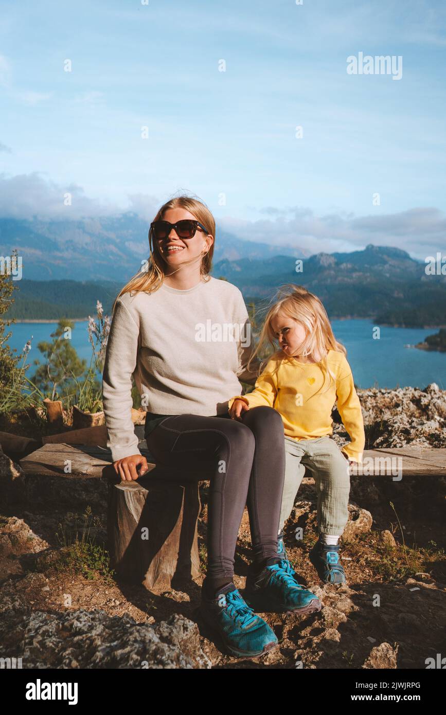 Mother traveling with child daughter outdoor family fun vacations ...