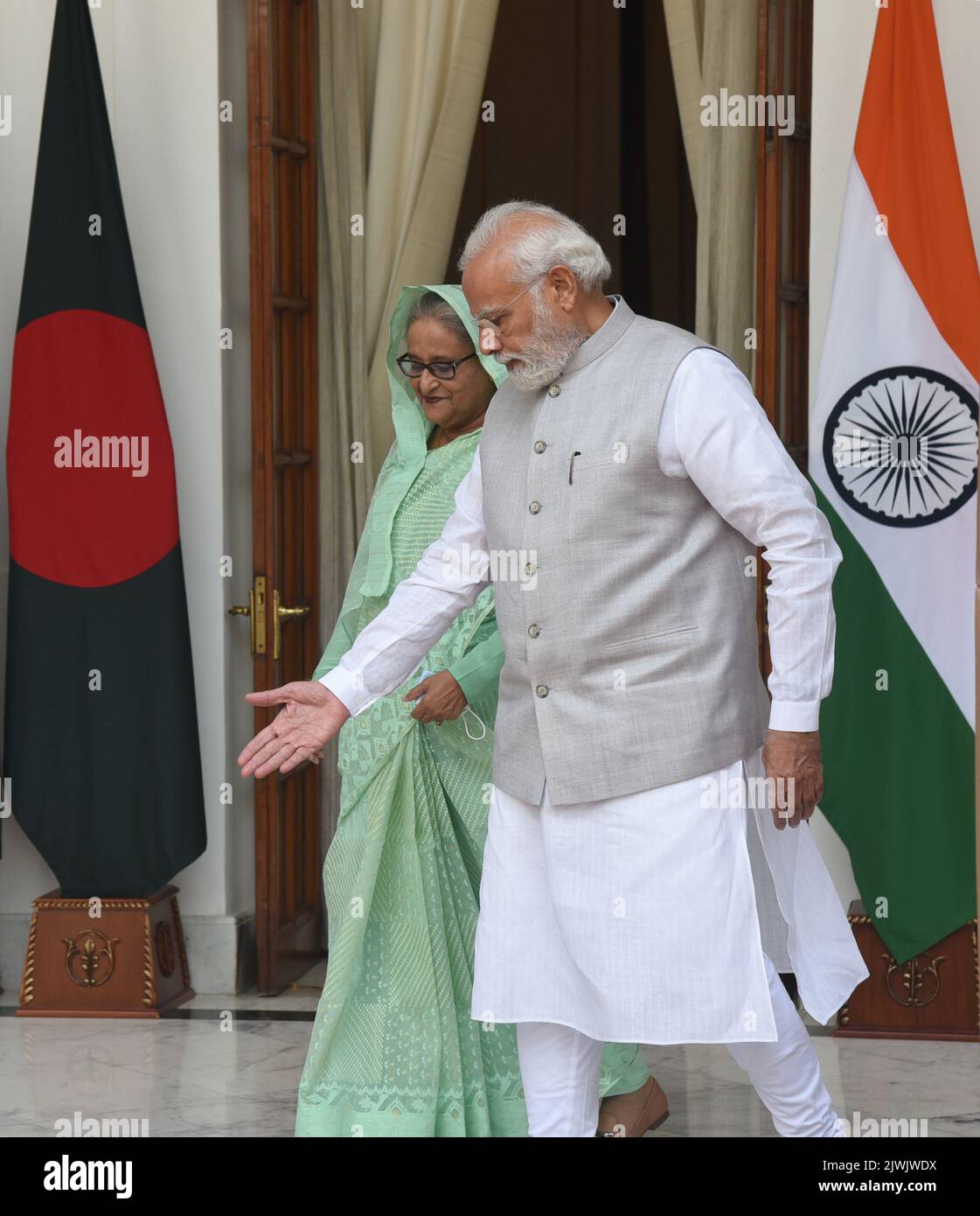New Delhi, India. 06th Sep, 2022. Prime Minister Narendra Modi with Bangladesh counterpart ...