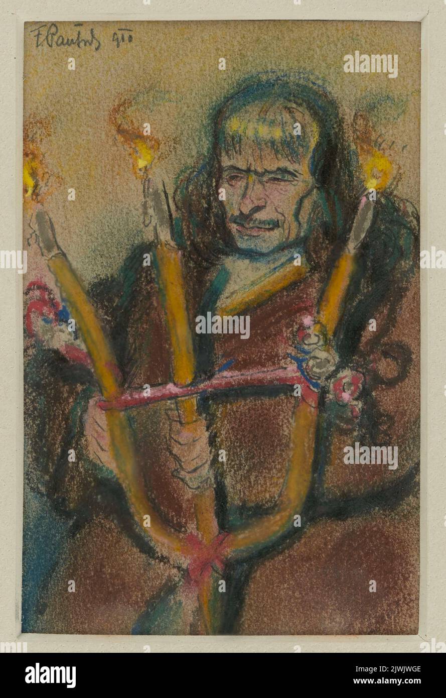Peasant with a candlestick. Pautsch, Fryderyk (1877-1950), painter ...