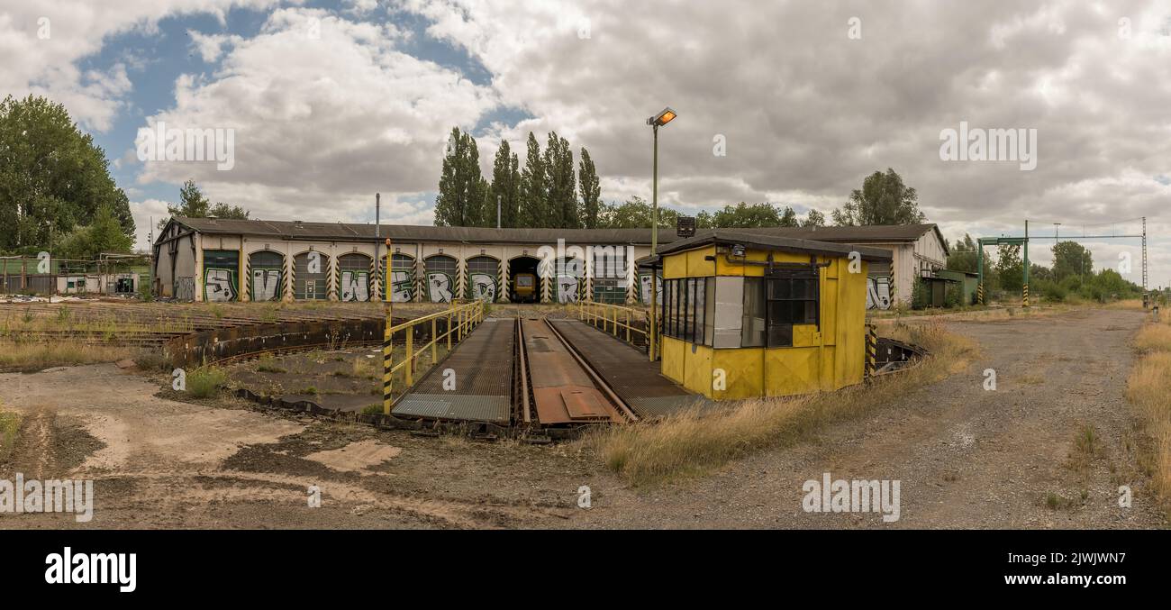 historic roundhouse with turntable in Weyhe, Lower Saxony, Germany ...