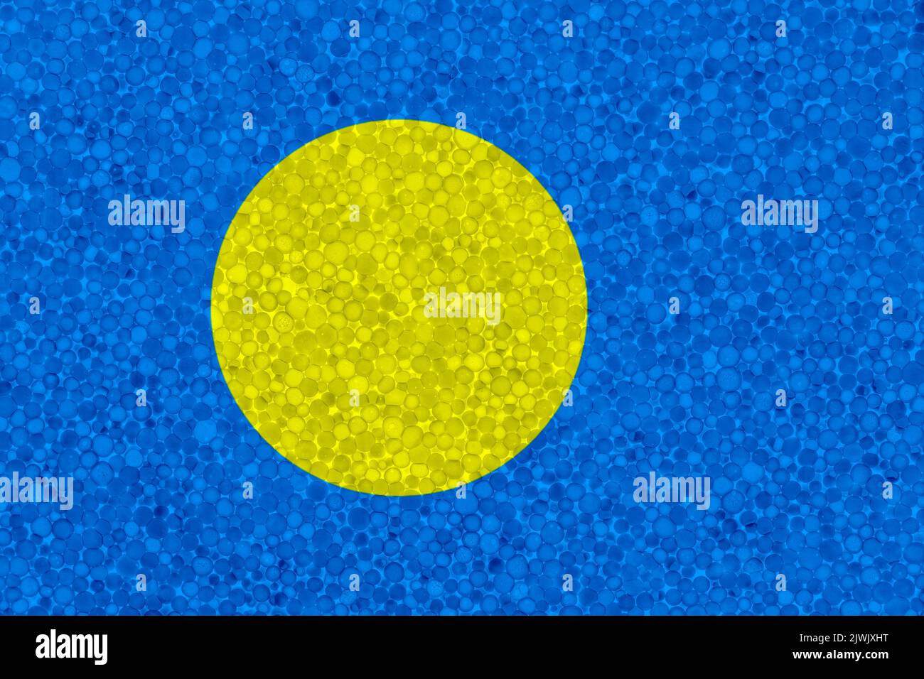 Flag of Palau on styrofoam texture. national flag painted on the ...