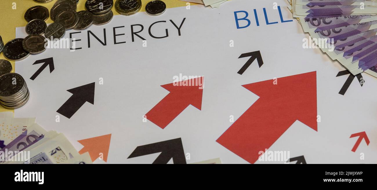 Rising cost of energy and bills, Cost of living crisis, concept Stock ...