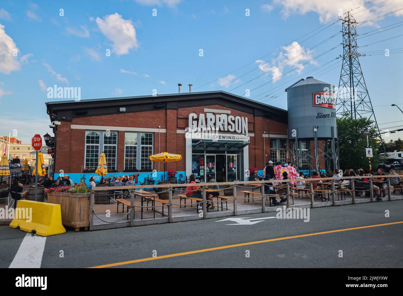 Garrison Brewing Company brewery storefront on a summer afternoon as ...