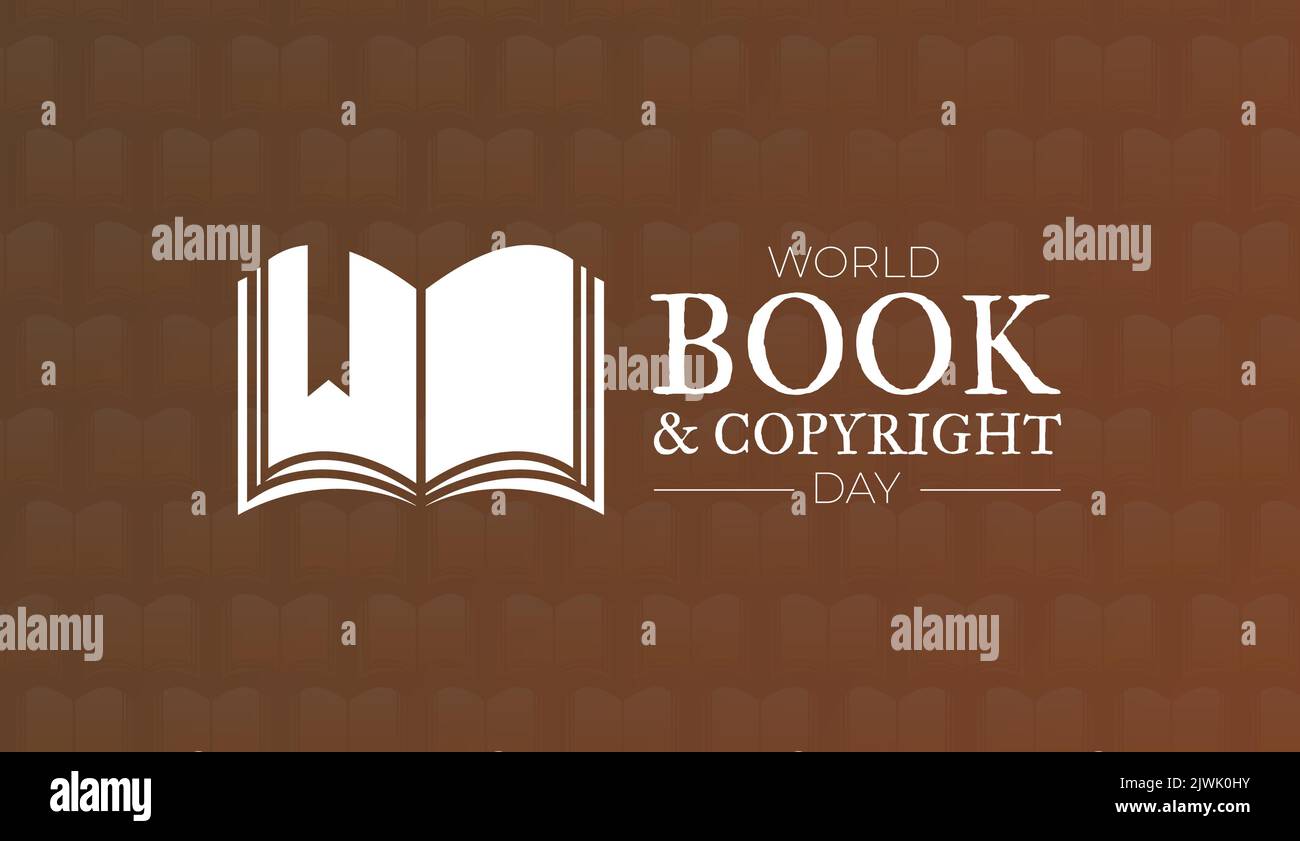 Brown World Book & Copyright Day Background Illustration Design Stock ...