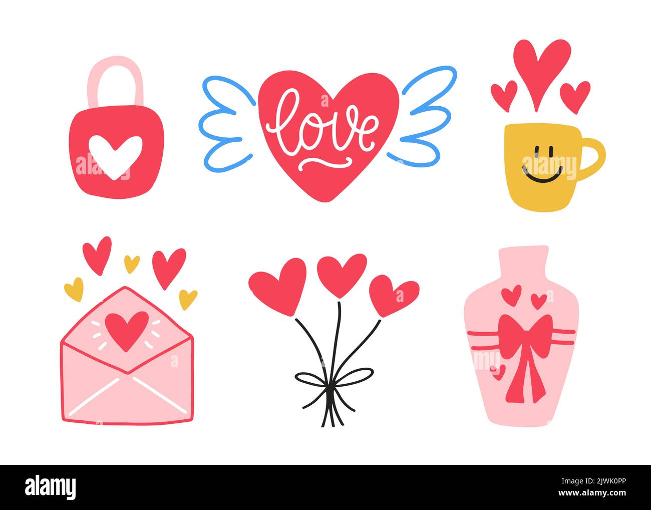Hand drawn romantic shapes doodles set Stock Vector Image & Art - Alamy