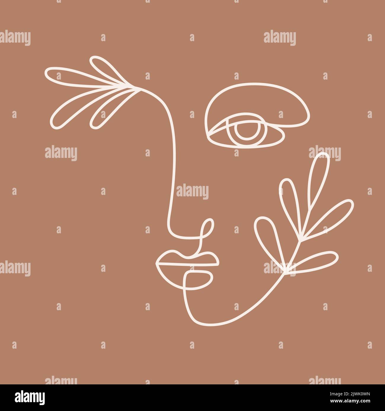 Fashion One line drawing women face Stock Vector Image & Art - Alamy