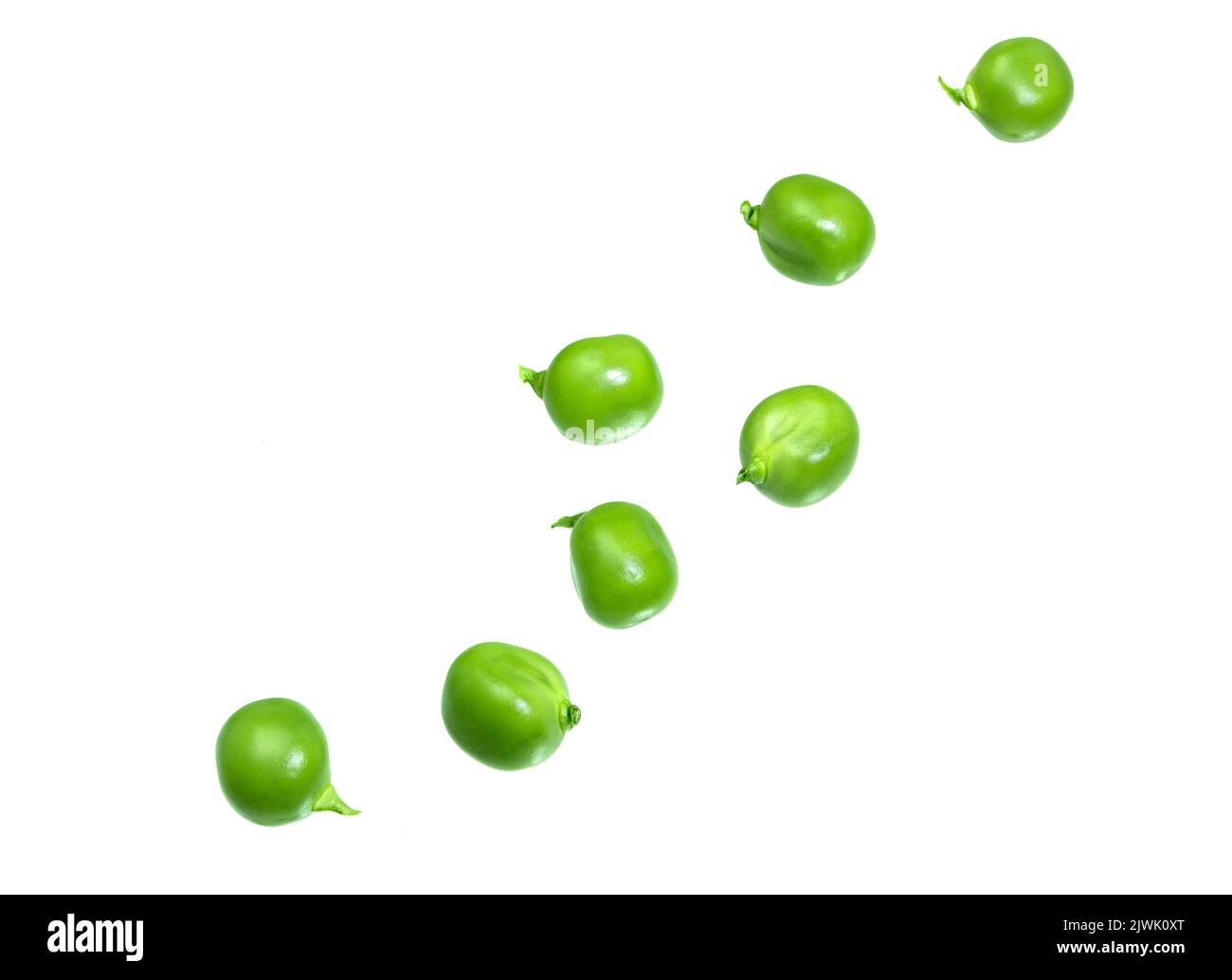 Fresh green peas isolated on white background. Pile of green wet pea ...