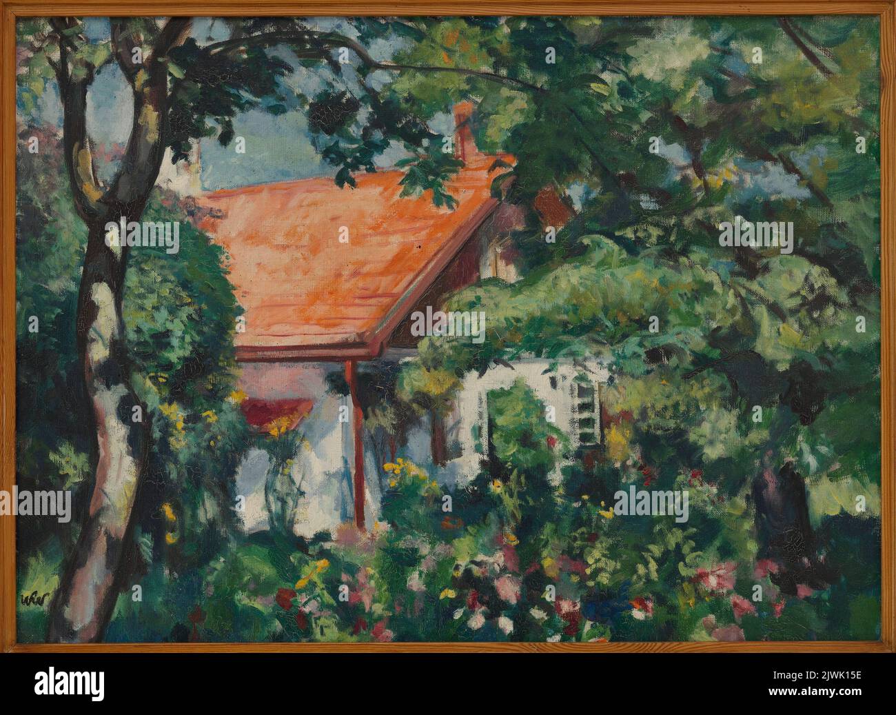 Landscape with hollyhocks. Weiss, Wojciech (1875-1950), painter Stock ...