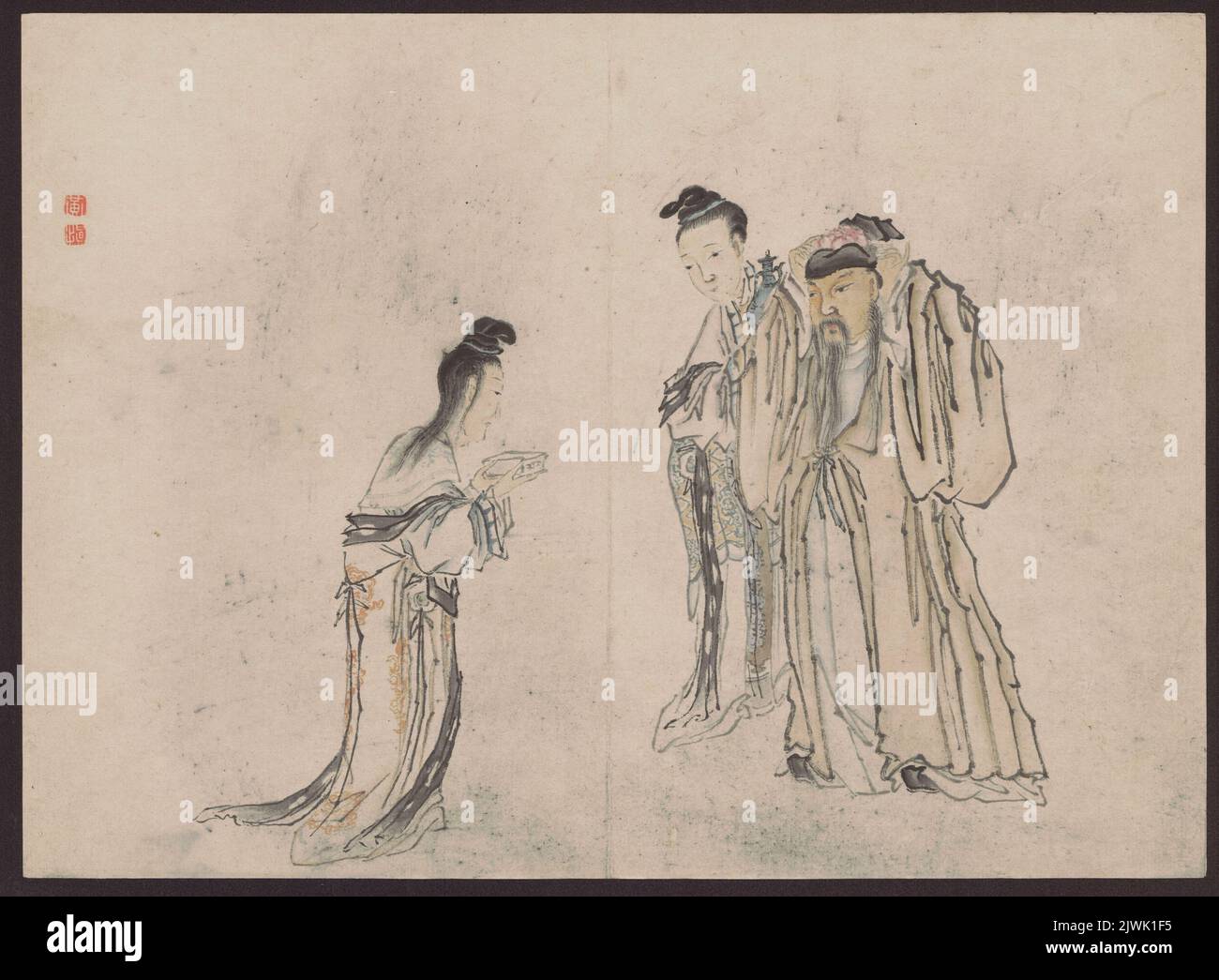 Poet Li Bai (?) and Two Maids. Huang, Shen (1687 - po 1768), painter ...