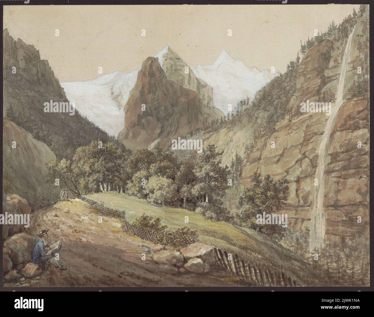 Staubbach Waterfall in Lauterbrunnen in the Bernese Alps. Nathe ...