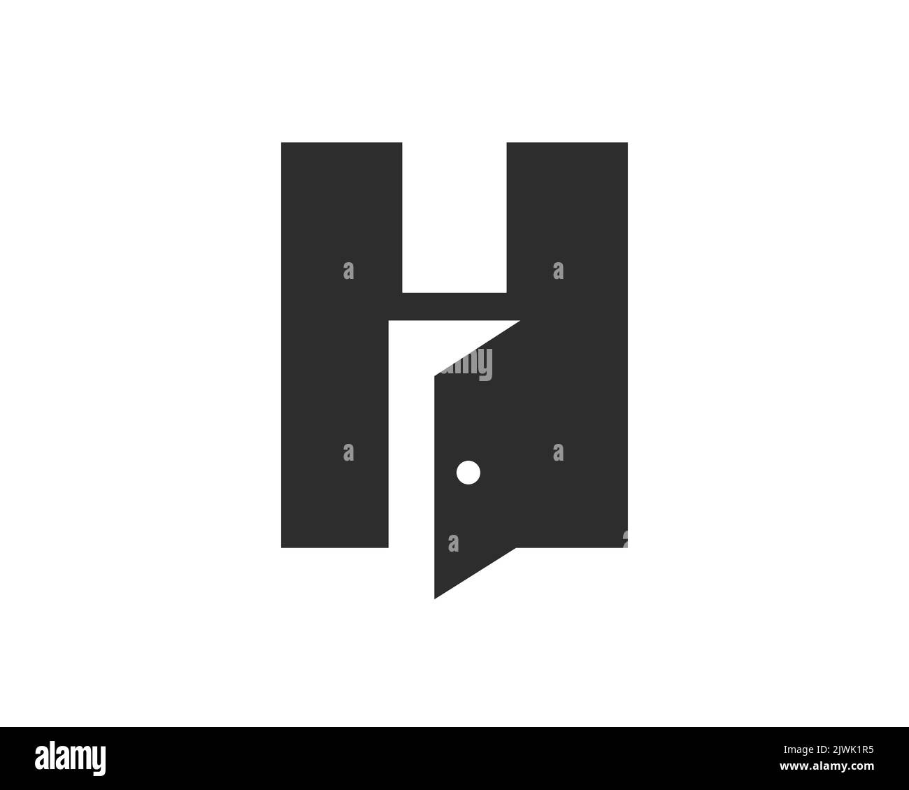Letter H Door Logo Design Combined With Minimal Open Door Icon Vector ...
