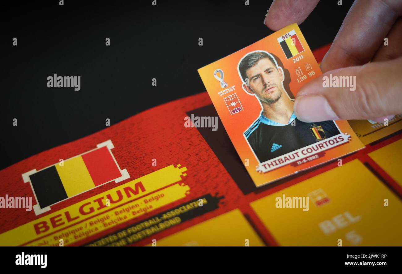 Illustration picture shows the sticker of Red Devil goalkeeper Thibaut ...
