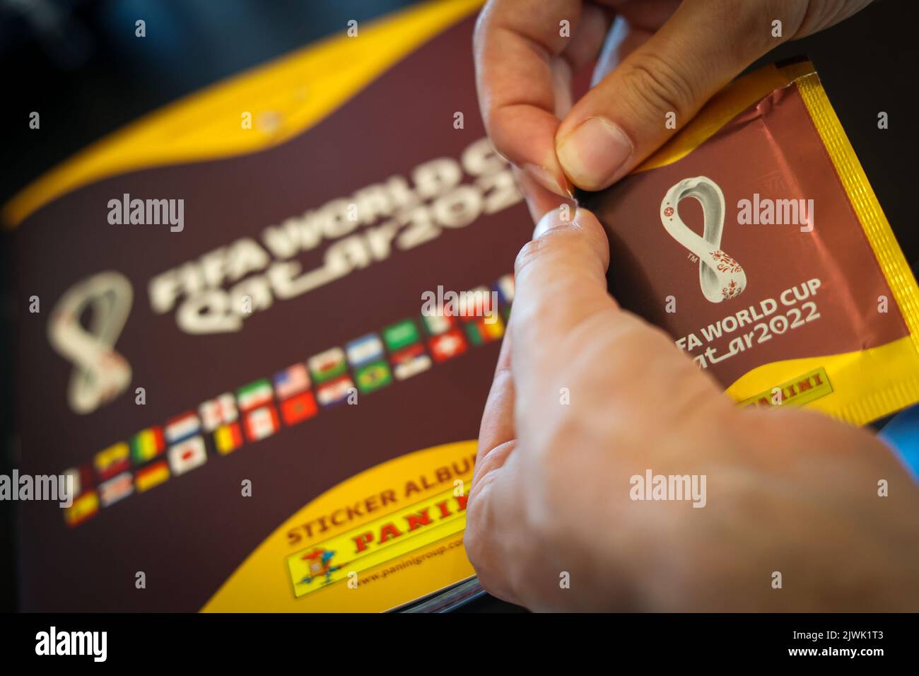 Illustration picture shows the presentation of the Panini sticker ...