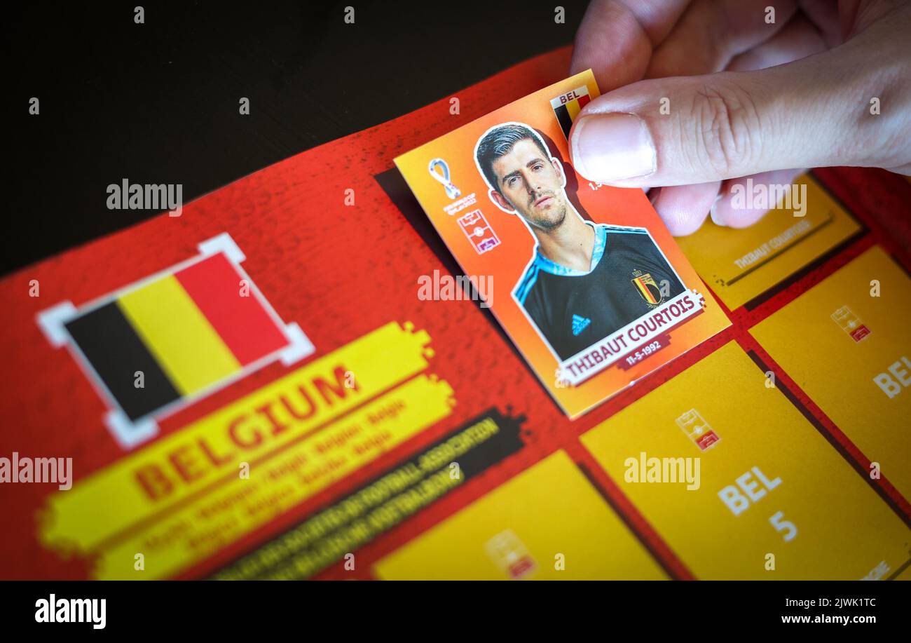 Illustration picture shows the sticker of Red Devil goalkeeper Thibaut ...