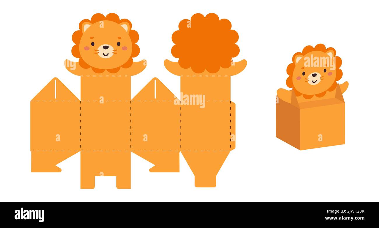 Simple packaging favor box lion design for sweets, candies, small ...
