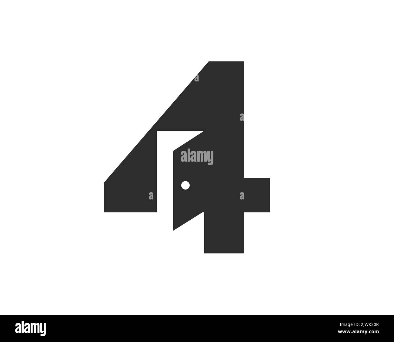 Letter 4 Door Logo Design Combined With Minimal Open Door Icon Vector ...