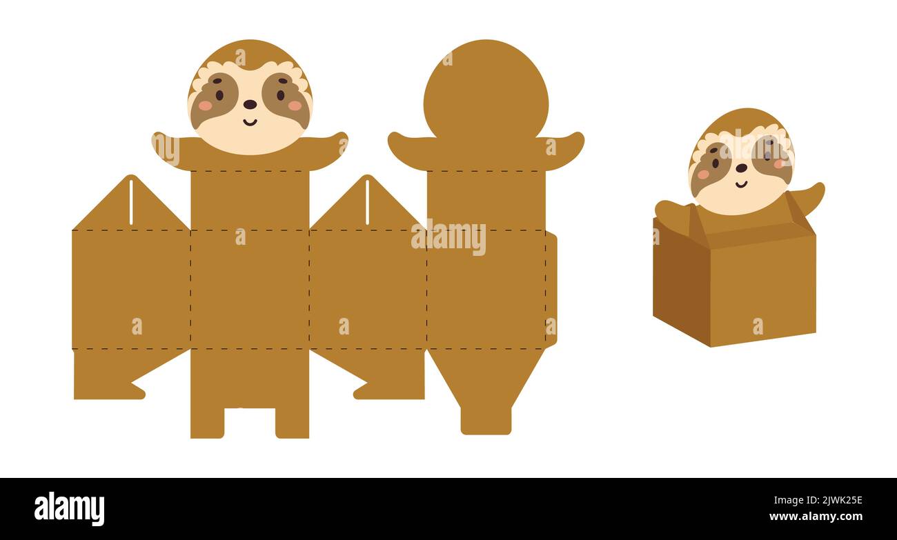 Simple packaging favor box sloth design for sweets, candies, small ...