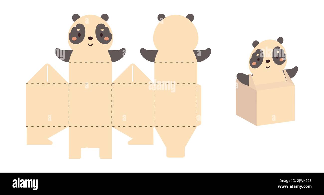 Simple packaging favor box panda design for sweets, candies, small ...