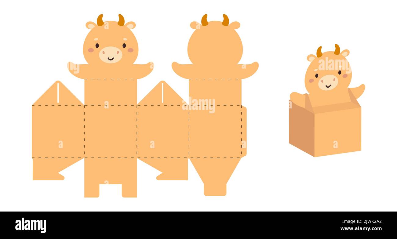 Simple packaging favor box cow design for sweets, candies, small ...