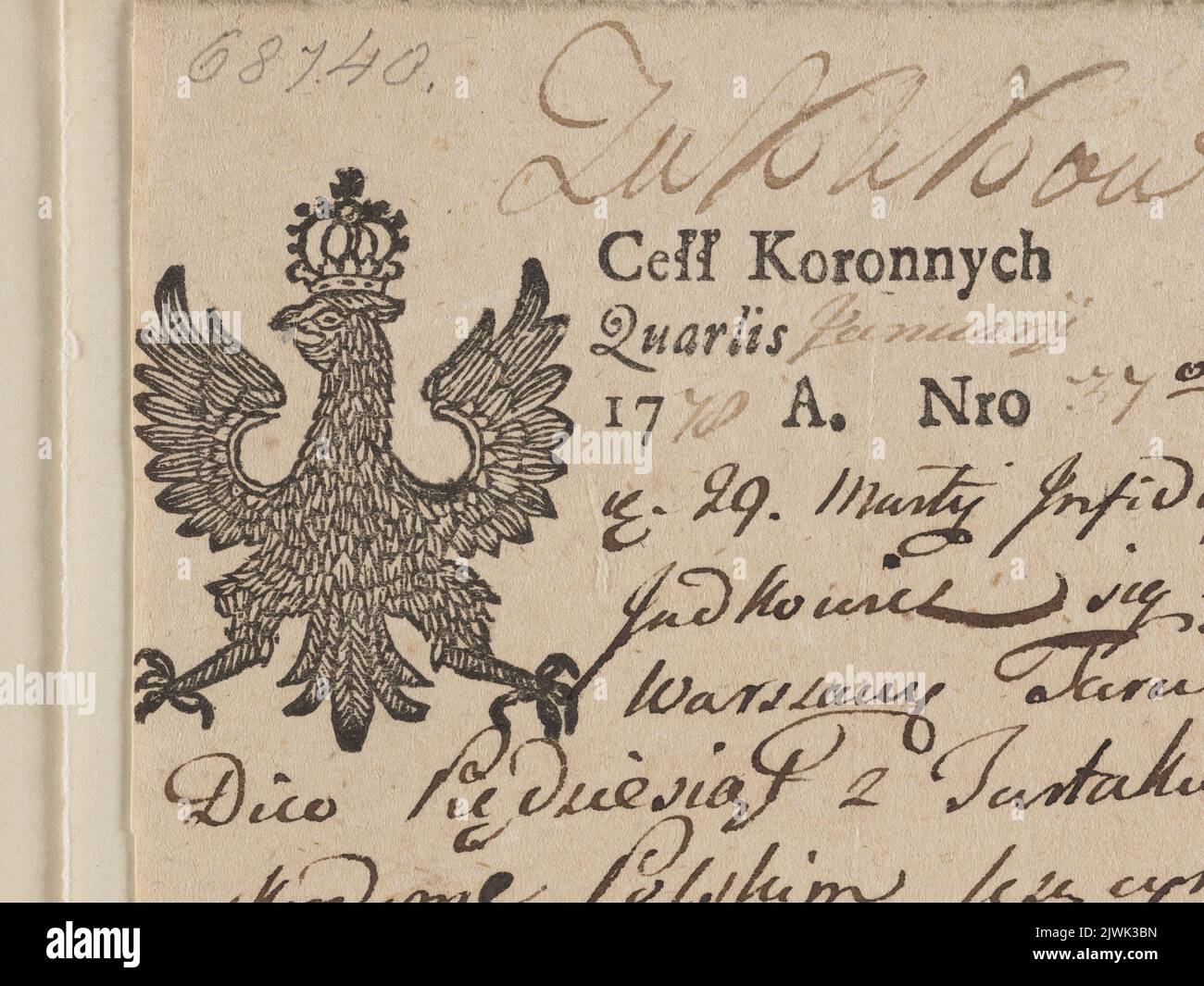 printed mark of the customs house in Zaklików. komora celna, signatory ...