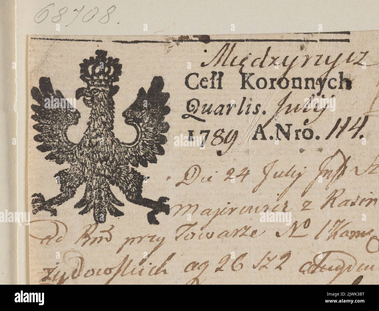 printed mark of the customs house in Międzyrzecz. komora celna ...