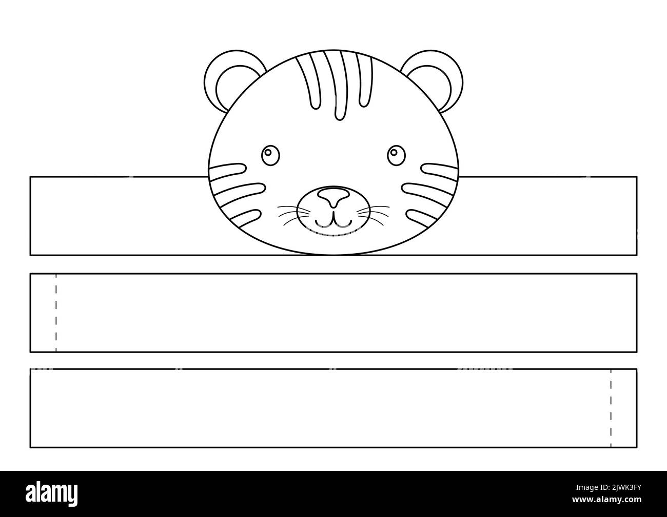 Printable tiger paper crown. Diy cut party ribbon template for birthday ...