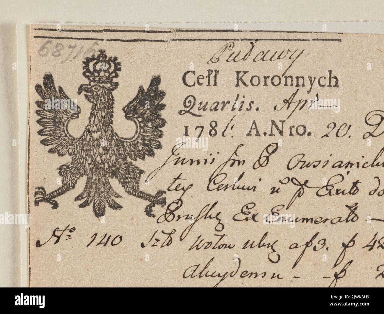printed mark of the customs house in Puławy. komora celna, signatory ...
