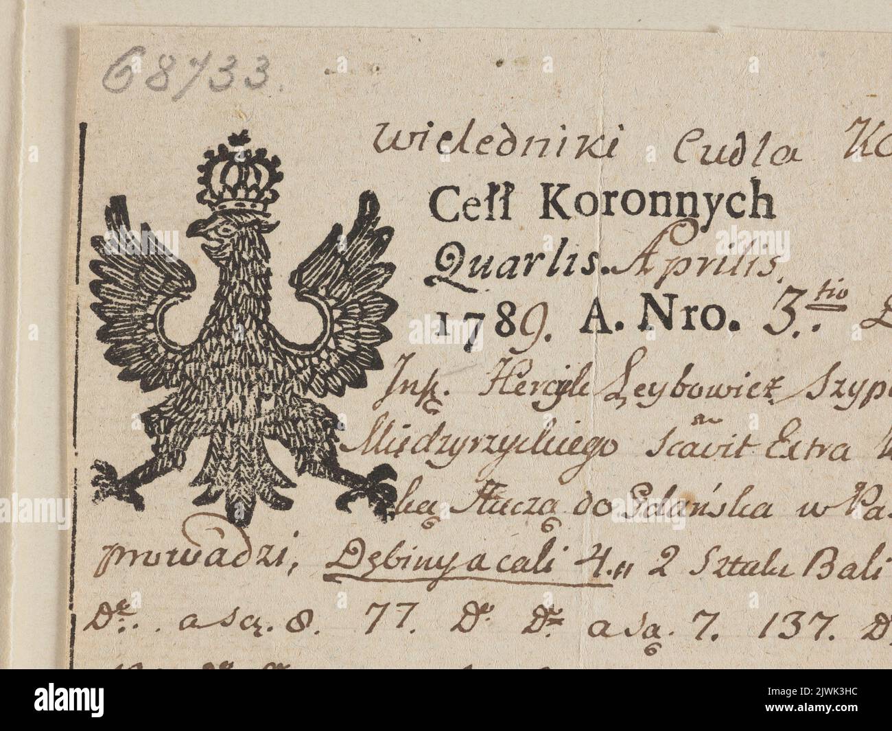 printed mark of the customs house in Velednyky. komora celna, signatory ...