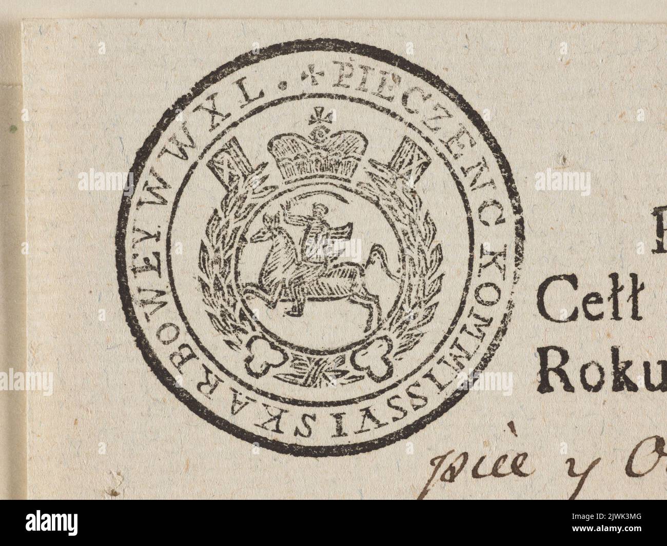 printed mark of the customs house in Brest. komora celna, signatory ...