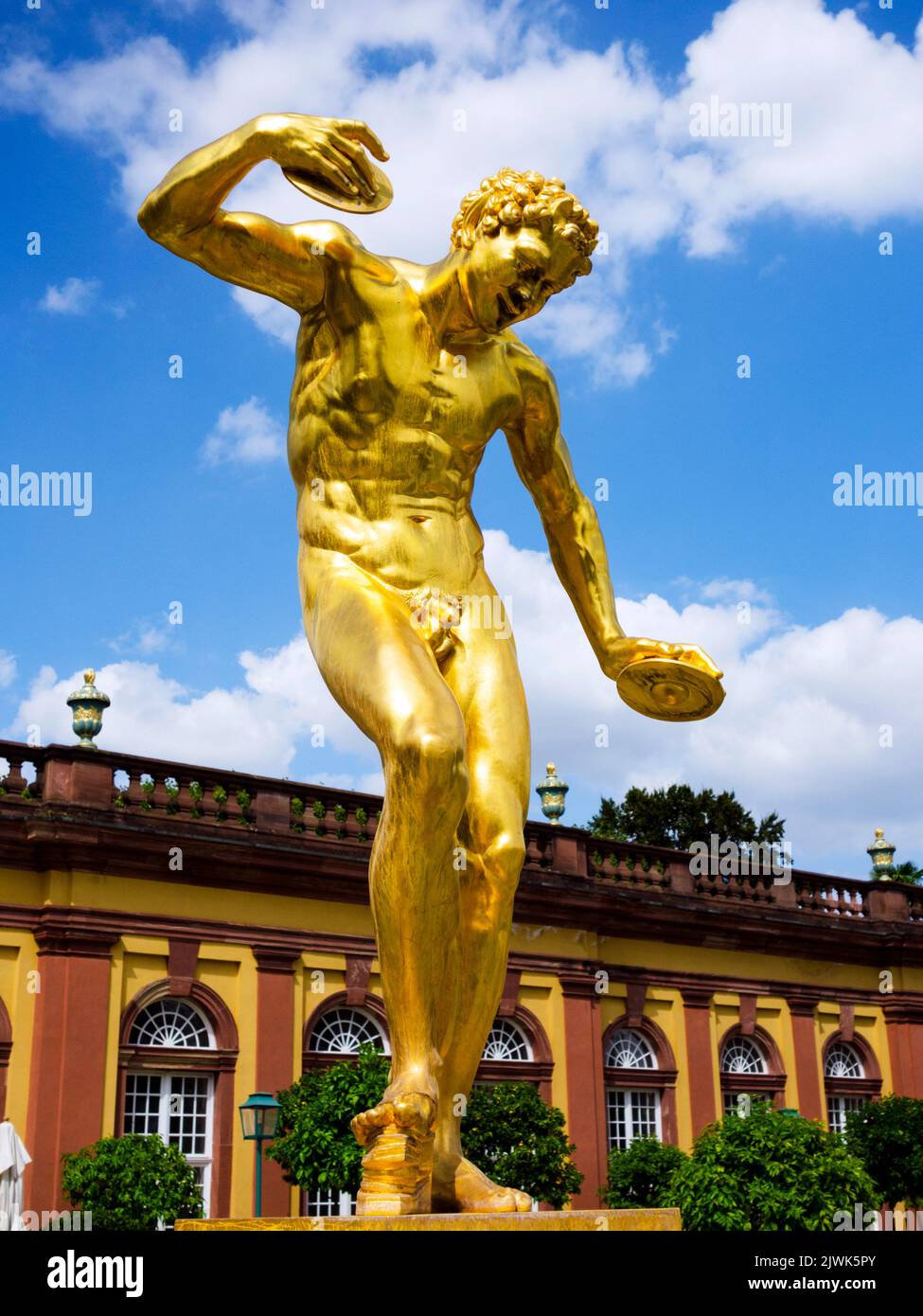 Statue of a Satyr in the baroque gardens of Weilburg castle (Hesse ...