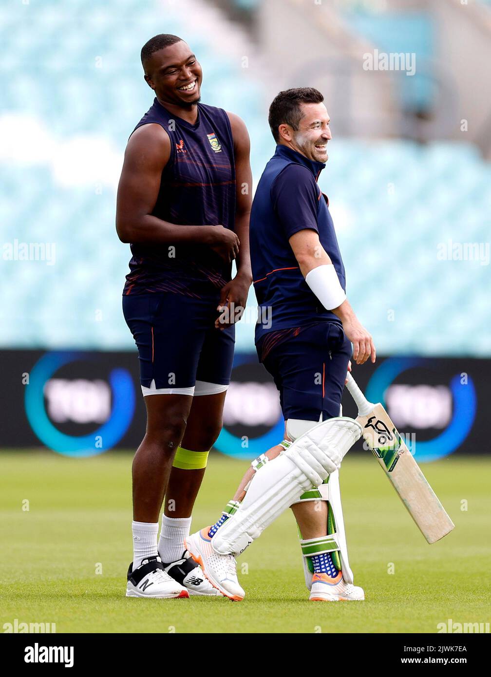 South Africa captain Dean Elgar during the nets session at the Kia Oval ...