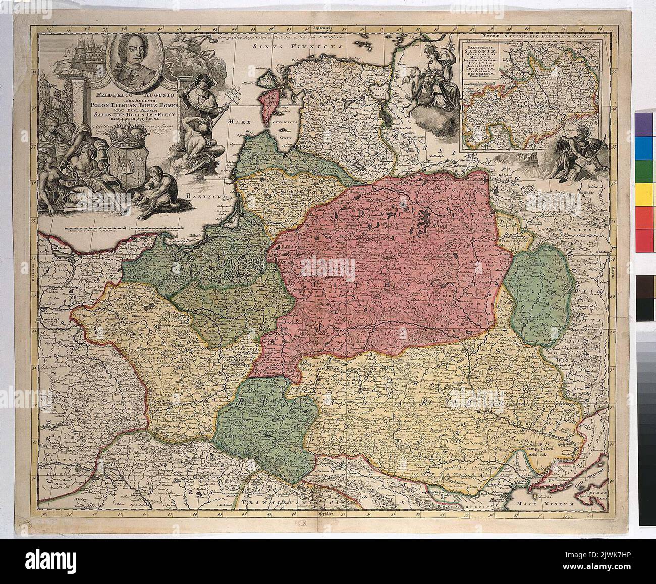 Mapa Królestwa Polskiego, dedykowana Augustowi II Mocnemu. Schenck ...