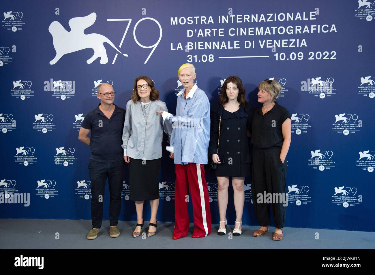 Venice, Italy, September 06, 2022. Ed Guiney, Joanna Hogg, Tilda ...