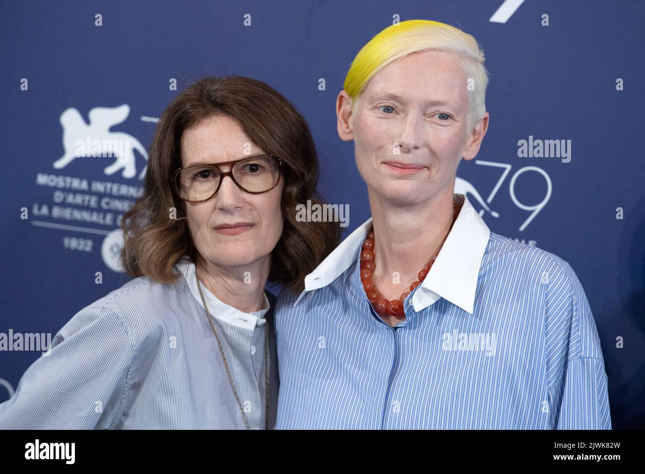 Venice, Italy, September 06, 2022. Joanna Hogg and Tilda Swinton ...