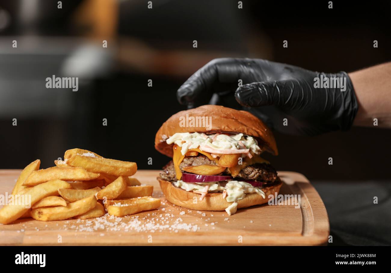 fast food burger junk food Stock Photo - Alamy