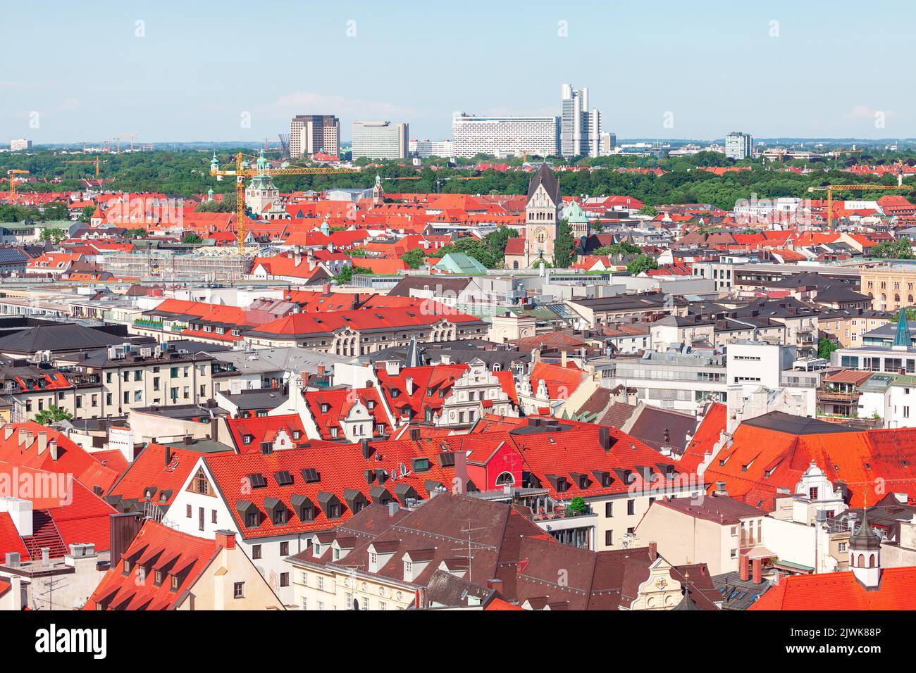 Munich Germany central district view from above . Munich downtown ...