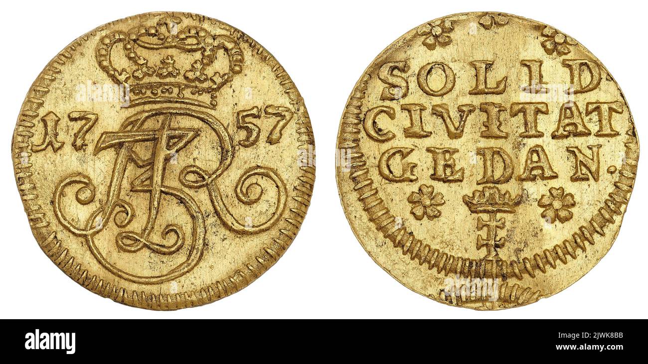 Gdańsk schilling (in gold). Oeckerman Rudolf Ernest (1760-1763), mint ...