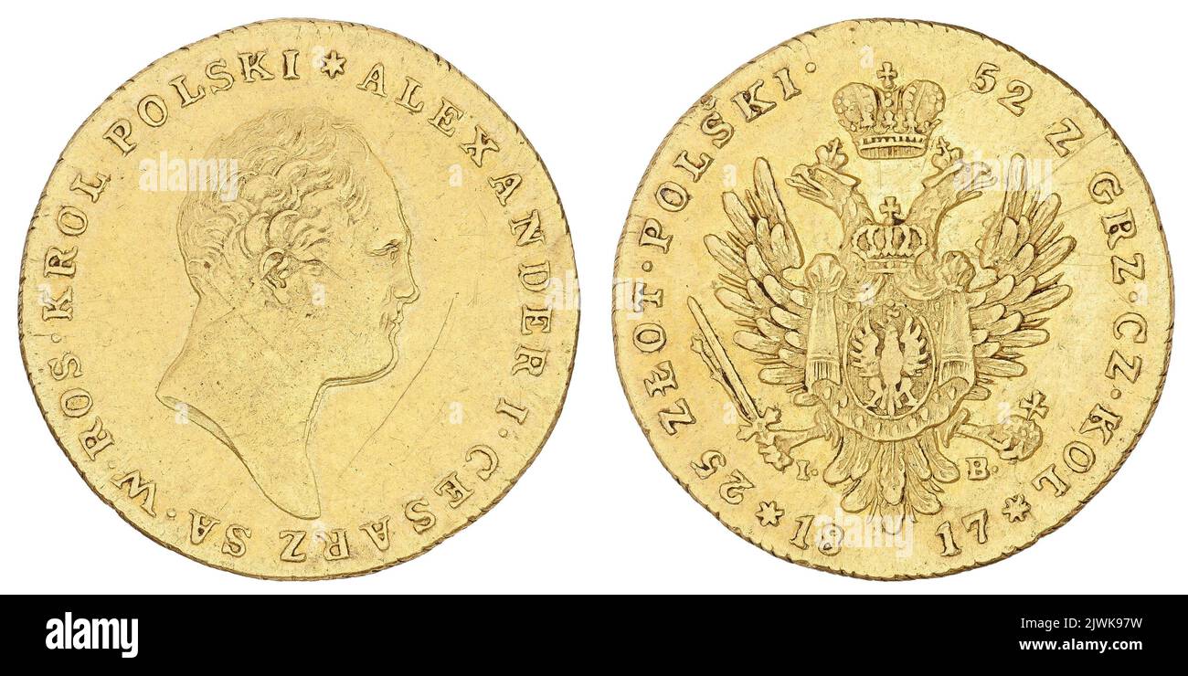 25 Polish zlotys. Aleksander I (cesarz Rosji, król Polski ; 1777-1825 ...